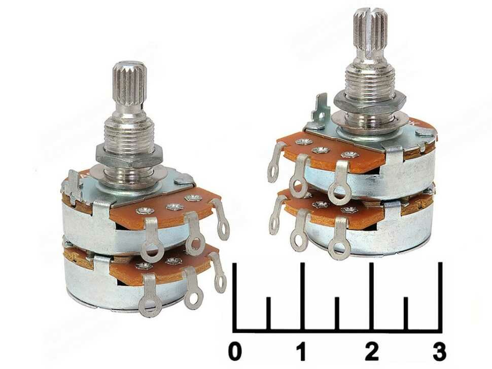 Резистор переменный 2*500 кОм RV24BF-10E6-20K-B500K-1 (+57)