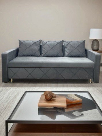 Диван-кровать "стелла" серый велюр Кабрио, механизм-Еврокнижка, 210 х 91 х 70 см