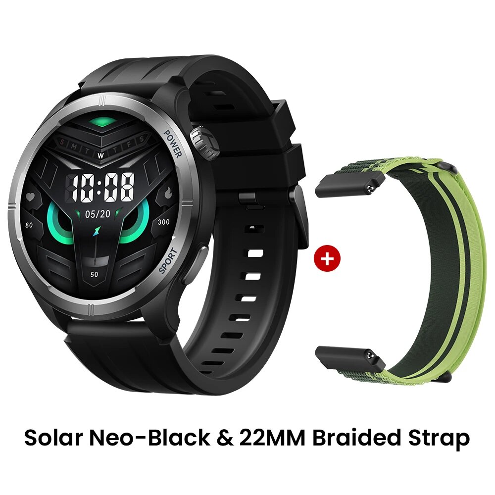 Haylou Solar Neo, черные умные часы с 22мм плетеным ремешком