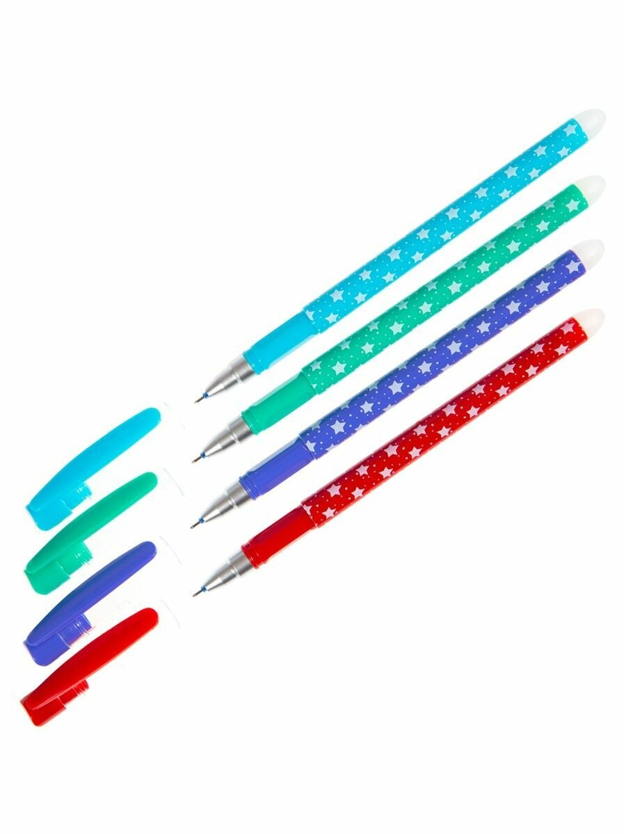 Ручка гелевая стираемая синяя, 0,5мм, корпус ассорти (12 шт), M917_20211