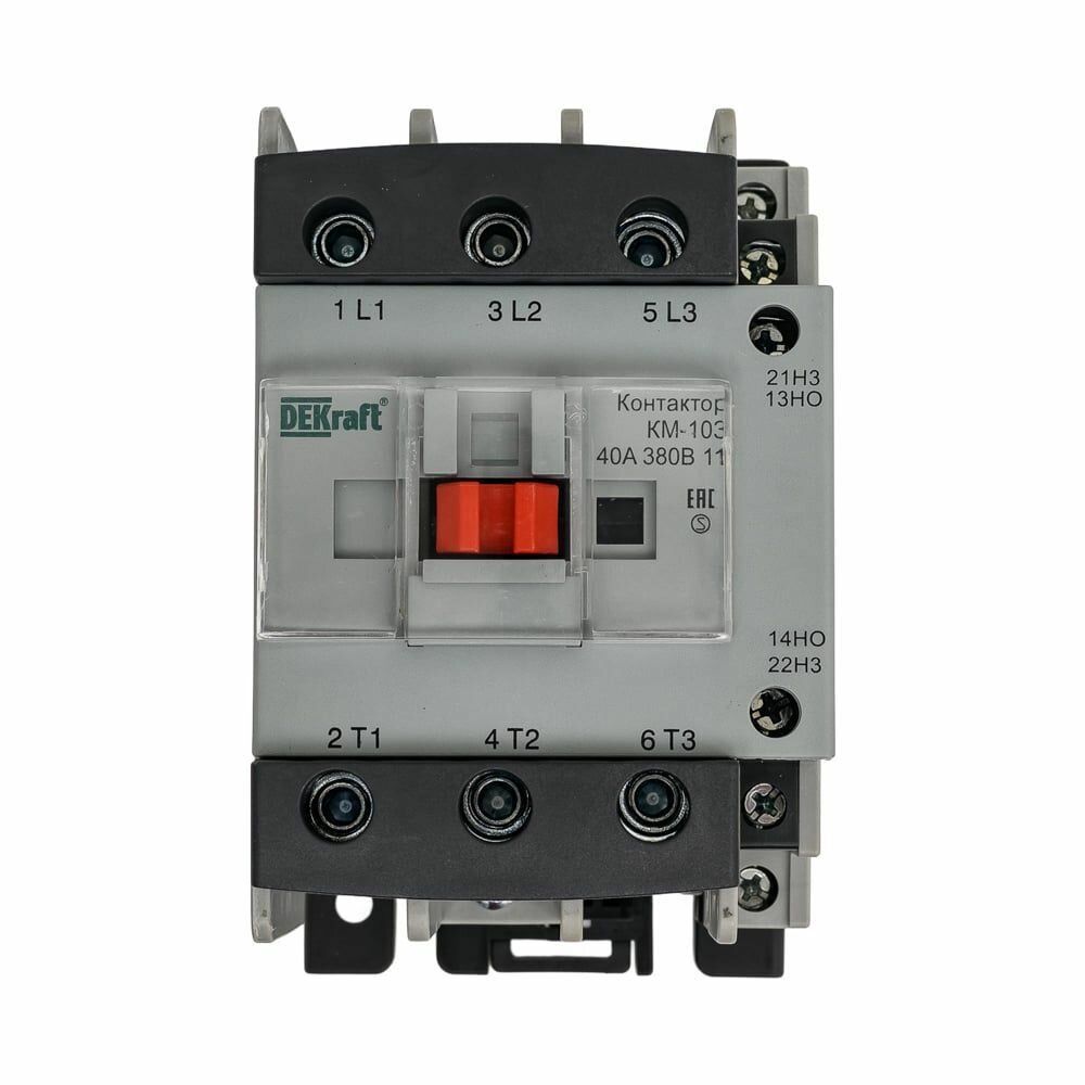 Контактор КМ-103 40А кат. 380В AC 1НО+1НЗ AC-3 DEKraft 22129DEK