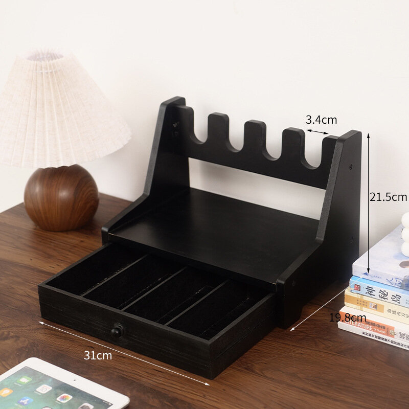 Деревянная стойка для хранения пистолетов, органайзер для детских игрушечных пистолетов, практичная с ящиками, многосекционная полка для хранения