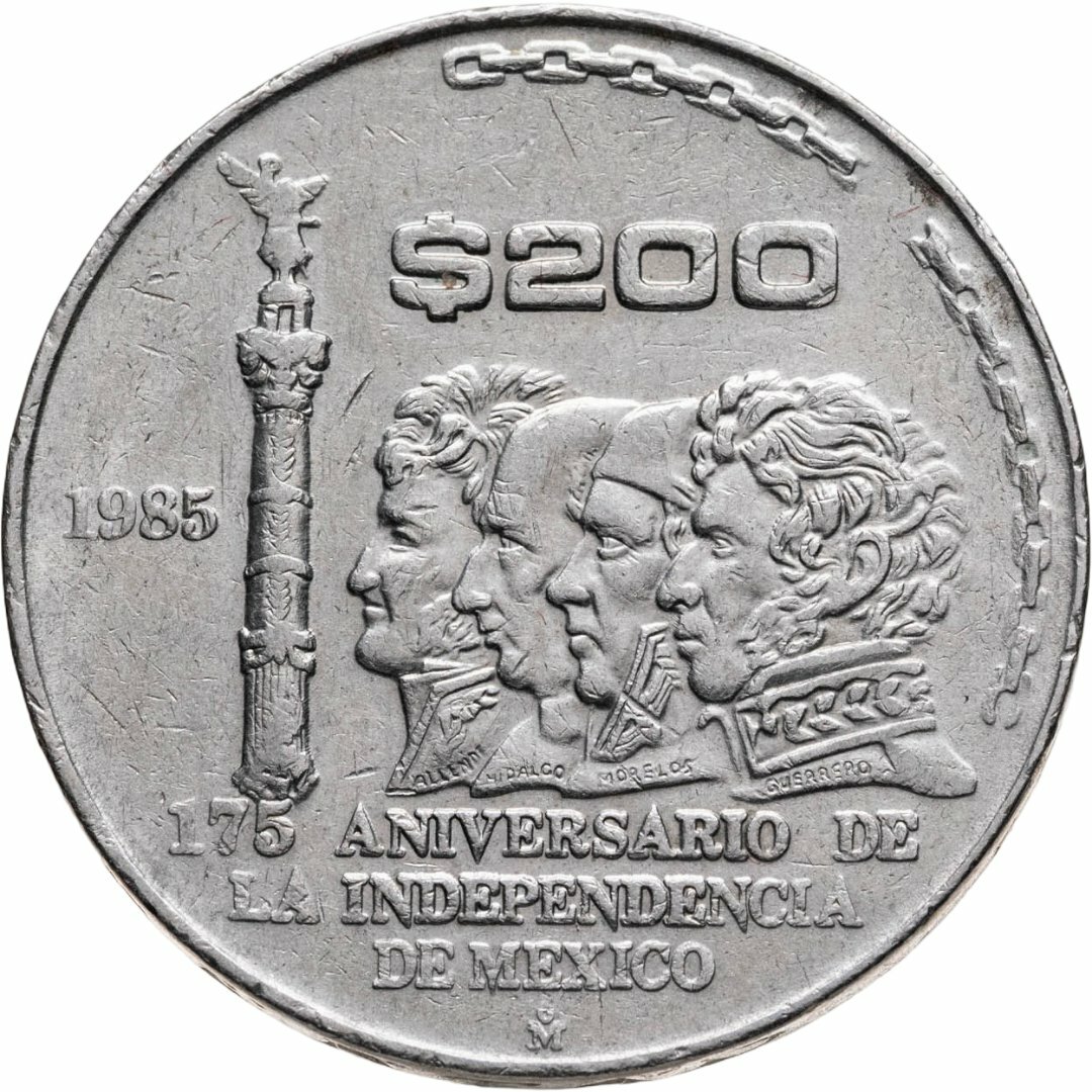 Мексика 200 песо (pesos) 1985 175 лет Независимости