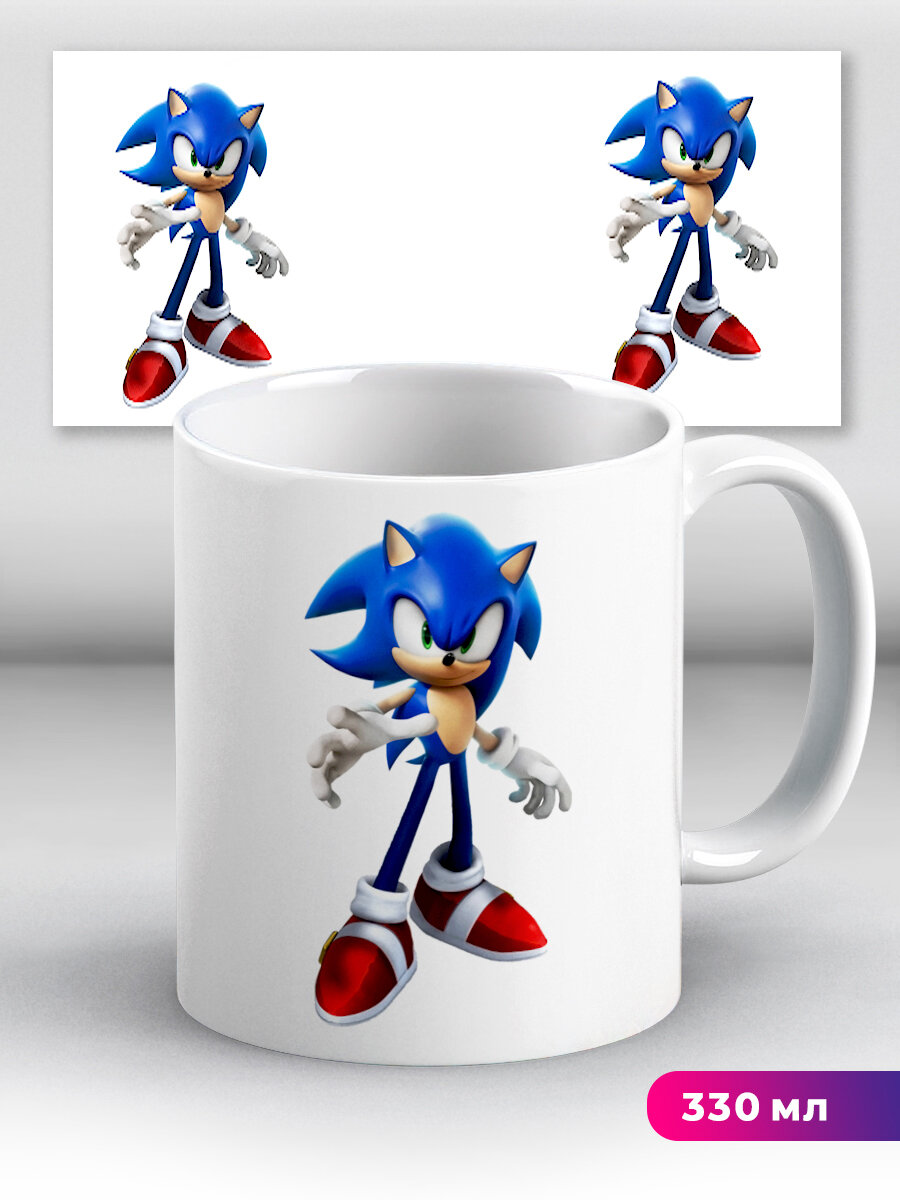 Кружка Соник Sonic 3D 330 мл, керамическая с ярким принтом, подходит для СВЧ, горячих и холодных напитков