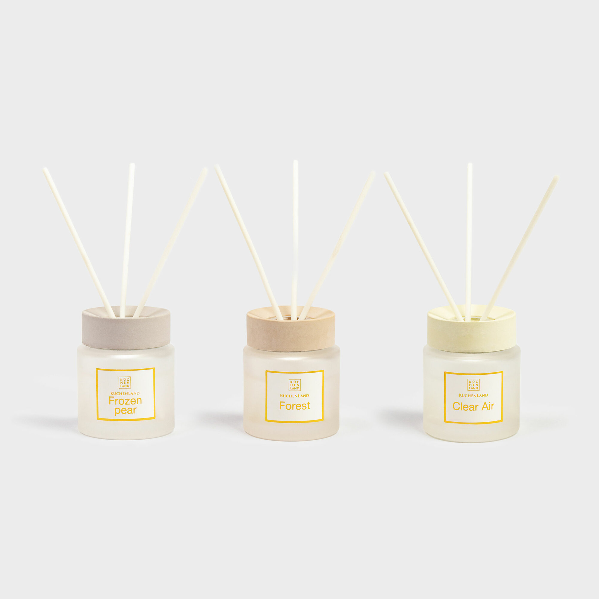 Ароматический диффузор, 40 мл, 3 шт, Frozen Pear, Forest, Clear Air, Pastel, Kuchenland