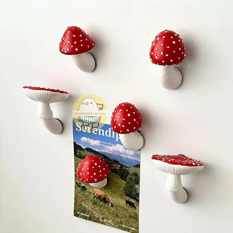 Магниты "Лесные Грибы" Смоляные Украшения для Холодильника и Кухни (Креативный Декор, Яркие Аксессуары)
