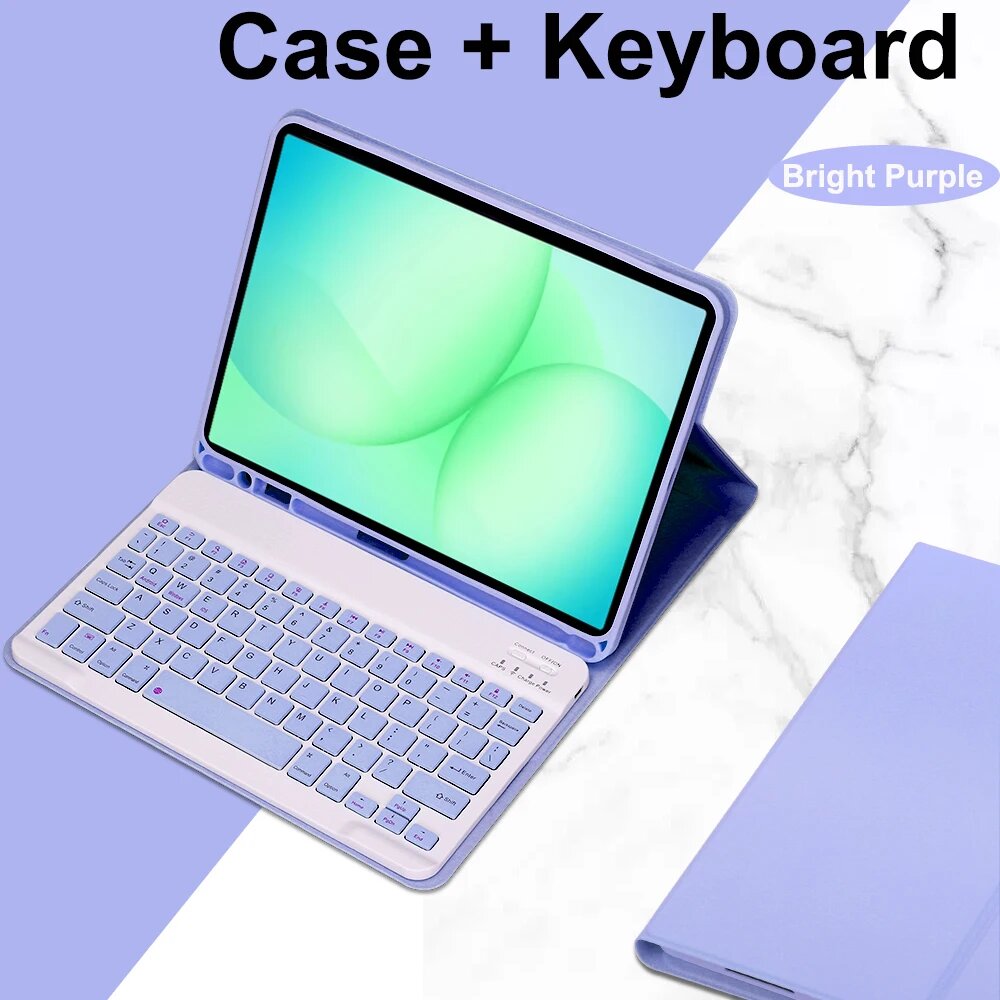 Чехол для Samsung Galaxy Tab A11 Plus 11" с Bluetooth-клавиатурой Bright purple A, Russian keyboard