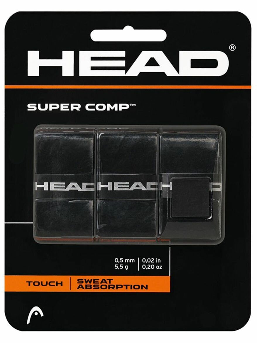 Овергрипы Head Super Comp Унисекс 285088-BK BK, черный цвет, 3шт