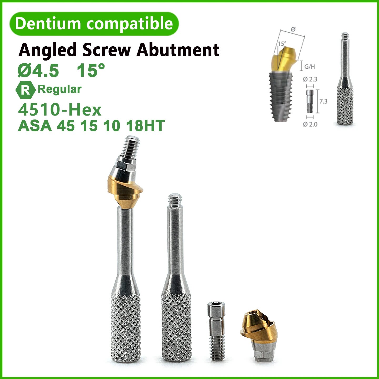 Угловой абатмент Dentium Titanium 15° 30° ASA 45 15 10 18HT