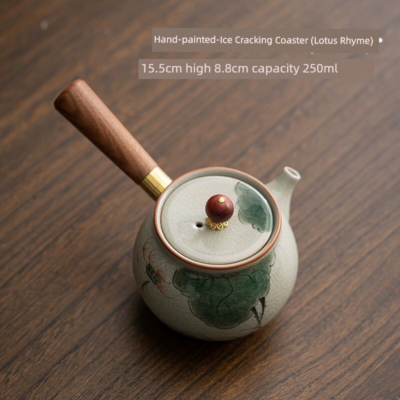 Ручная роспись, узор лотоса в стиле геяо, чайник с ручкой, 140 мл