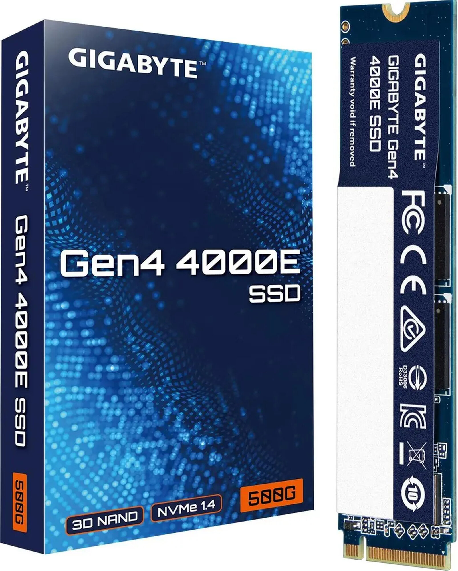 Жесткий диск SSD M.2 512Gb GIGABYTE Gen4 4000E, 3600/3000MBs, 240000 IOPS, TLC 3D NAND, 2280, PCI-E3.0x4 (G440E500G)