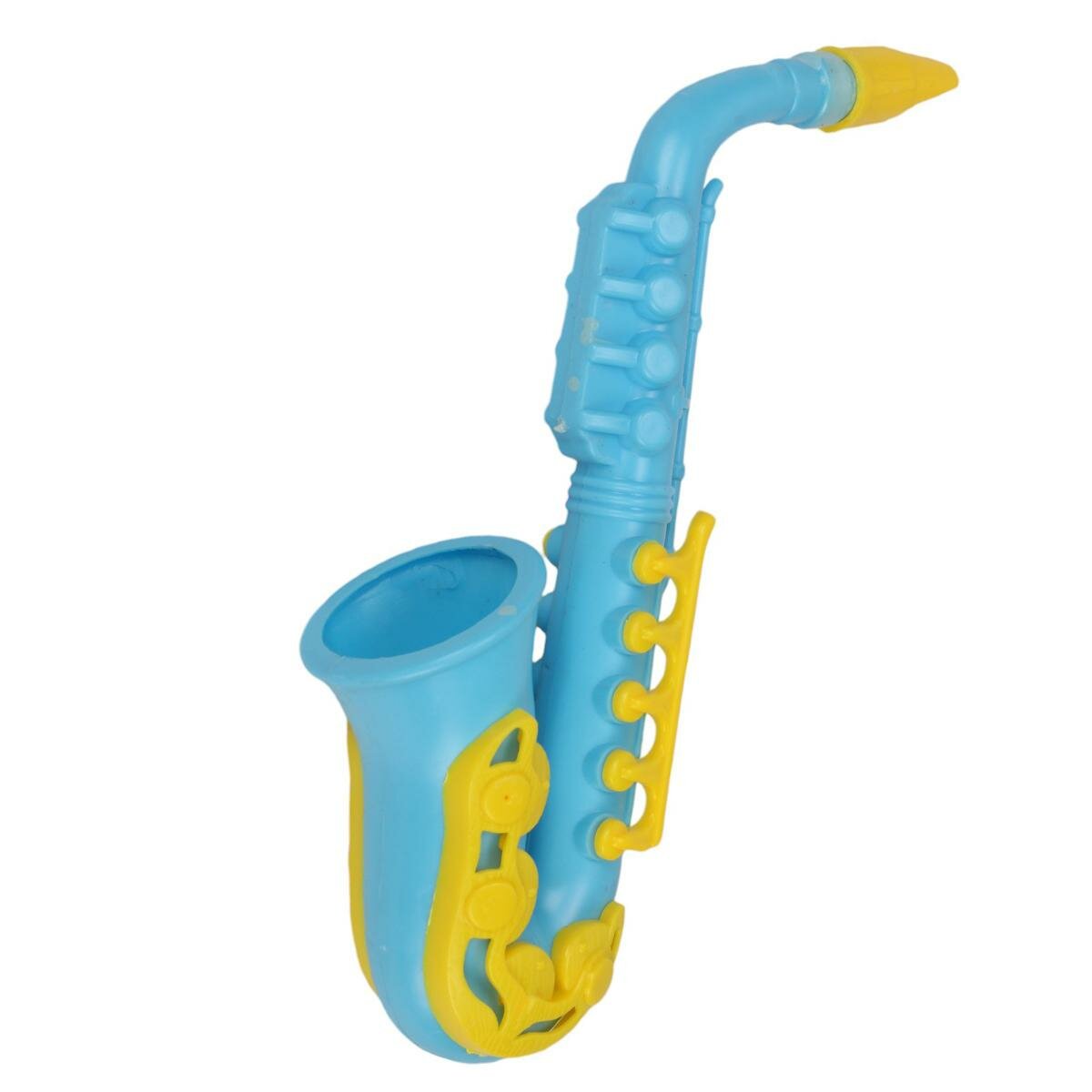 Игрушечный саксофон 20 см, пластиковый, для развития музыкальных навыков, голубой и желтый