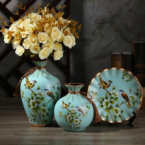 Набор из трех керамических ваз, украшение для гостиной, тумбы под телевизор, креативный декор, ваза для прихожей, свадебный подарок.