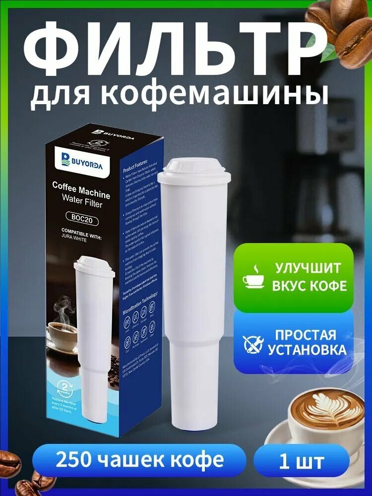 Сменный водяной фильтр Buyorda для кофемашин, совместим с Jura Clearyl White, подходит для автоматических моделей Jura E8 и серии ENA, Фильтрующий картридж для защиты от накипи