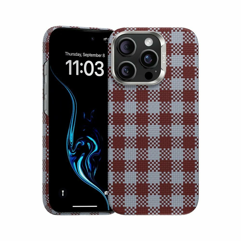 Чехол Benks ArmorVichy Spin Case built with Kevlar для iPhone 16 Pro Max 6.9", красная клетка (Red)