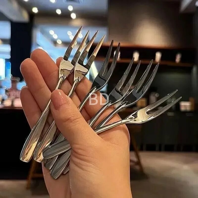 Вилка для торта 6 предм. белый, серебристый