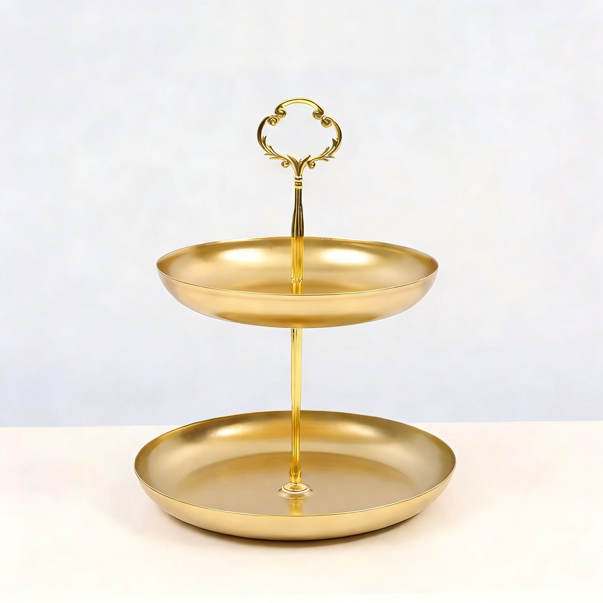 2-уровневый поднос для фруктов, золотой, элегантный, большой емкости, декоративный, многофункциональный, подставка для кексов для домашней вечеринки, кухни