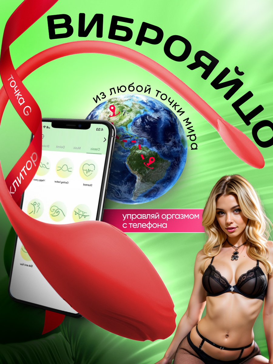 Виброяйцо с пультом и приложением, с управлением через телефон, вибратор для клитора и точки G, клиторальный стимулятор