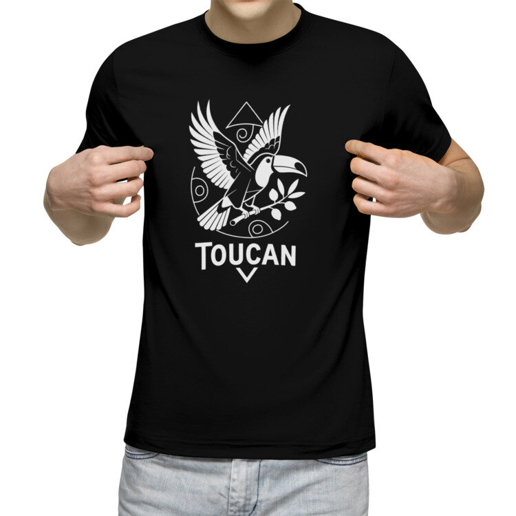 Мужская футболка «Стилизованный логотип тукана» (черный, 3XL)