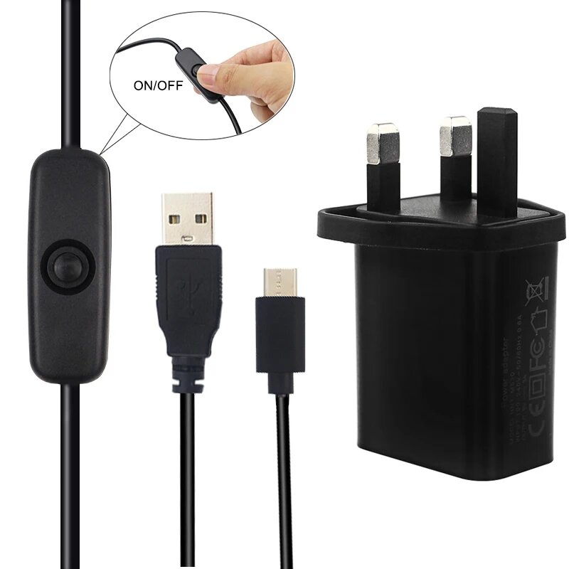 Caturda Адаптер питания Raspberry Pi 4 5В 3А UK-Cable