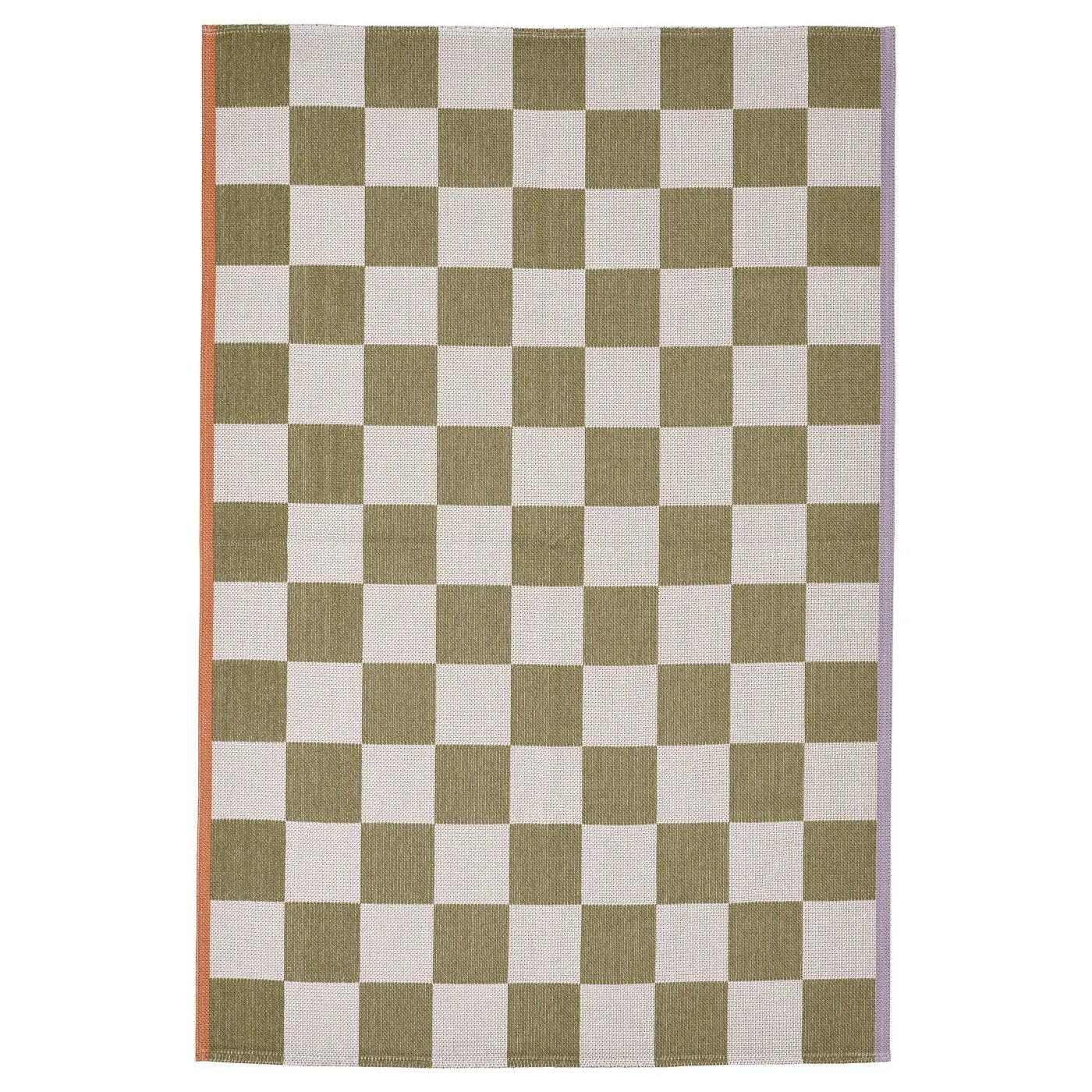 Коврик KLASSRUM, плоский, белый/зеленый, 133x195 см