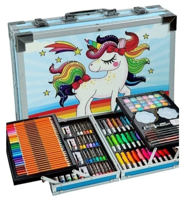 Набор для рисования / Набор для рисования в чемоданчике с Пони / Набор для рисования 147 предметов / Цвет голубой