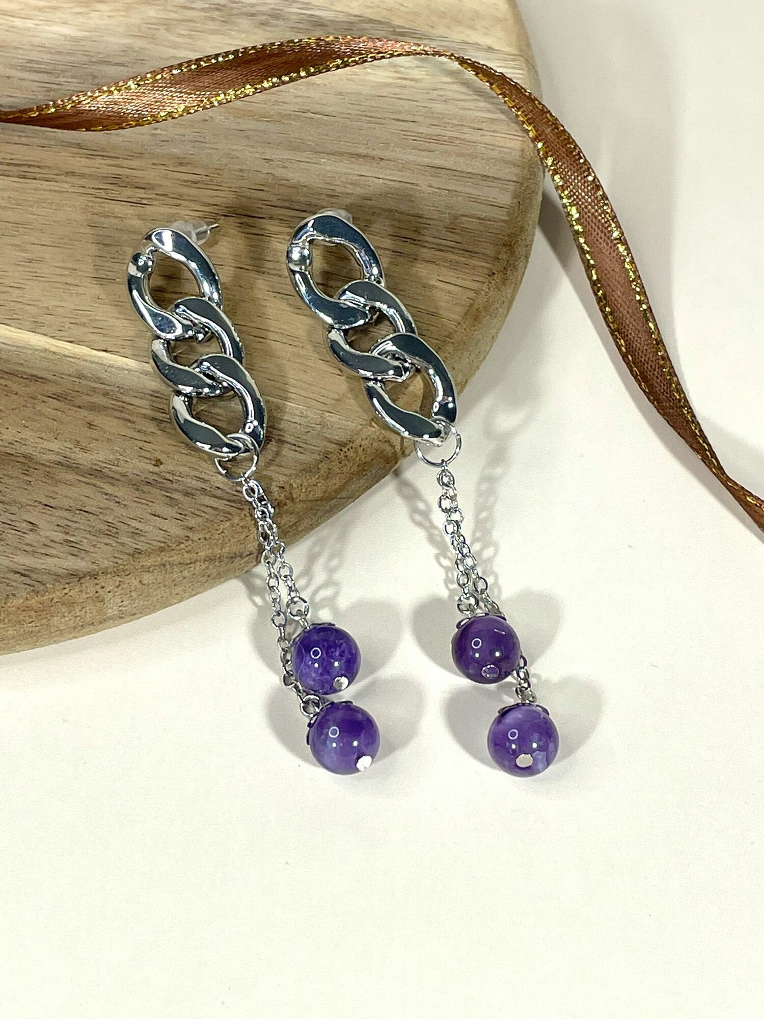 Серьги, аметист