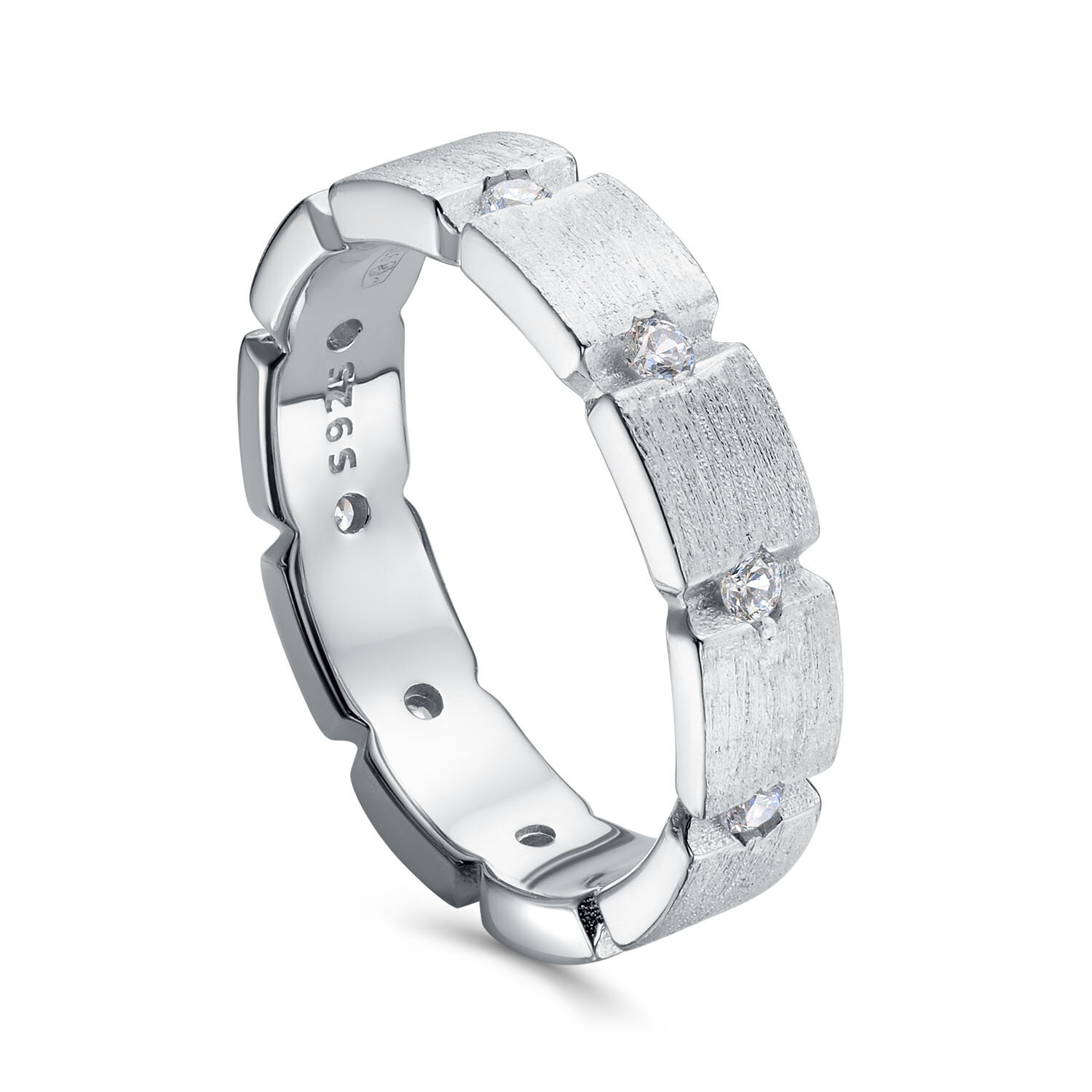 Кольцо тонкое, серебро, 925 проба, фианит