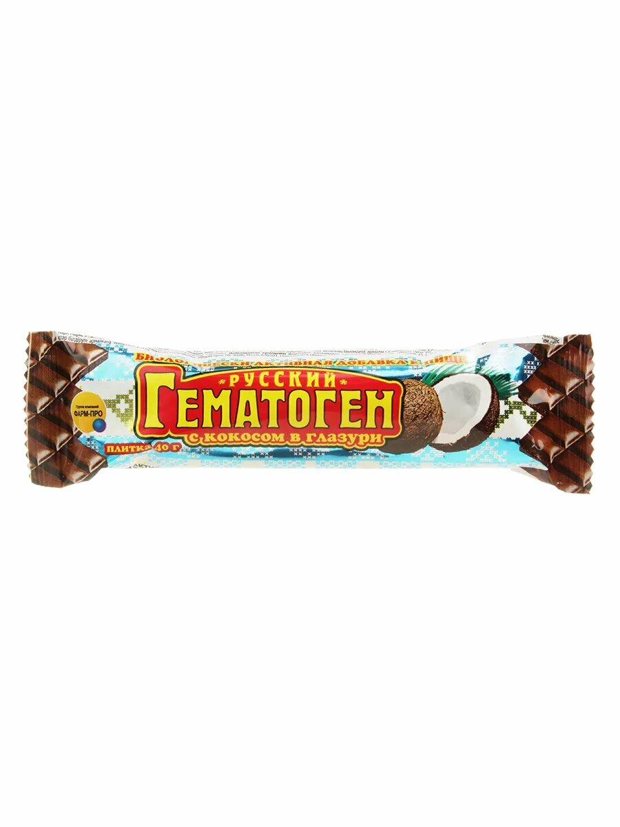 Гематоген Русский с кокосом в шоколадной глазури 40г 1шт
