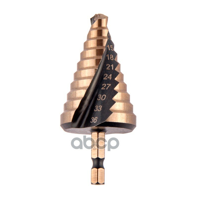 Сверло по металлу ступенчатое 10 ступ. 9-36мм, шаг 3мм, витая кромка, Р6М5, 6х-гран. хвостовик (серия Special), блистер