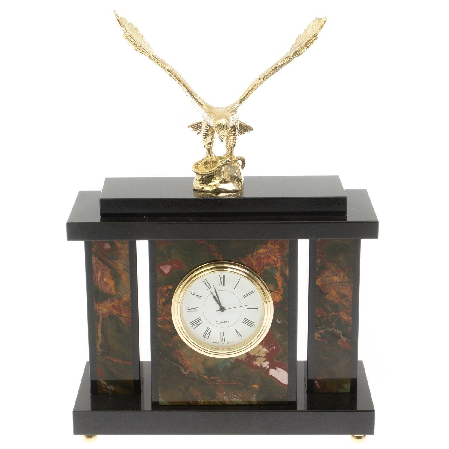 Часы каминные "Орел" из яшмы