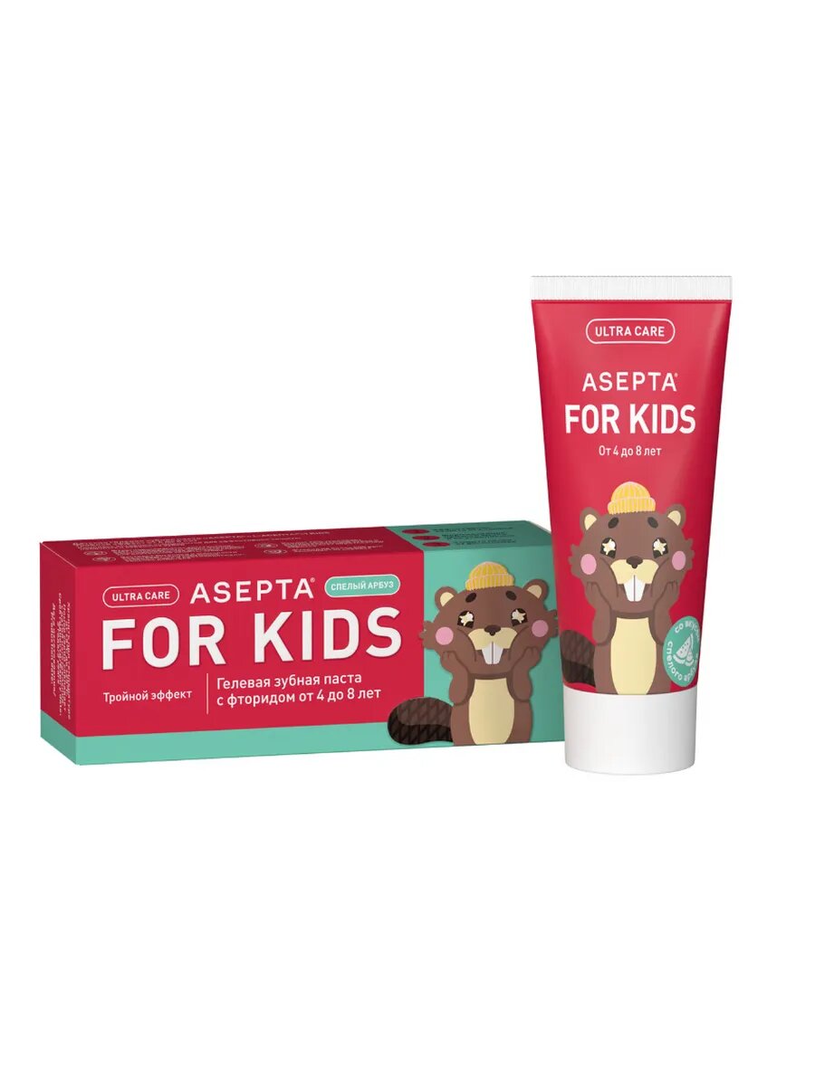 Асепта Kids Детская гелевая зубная паста от 4 до 8 лет, паст