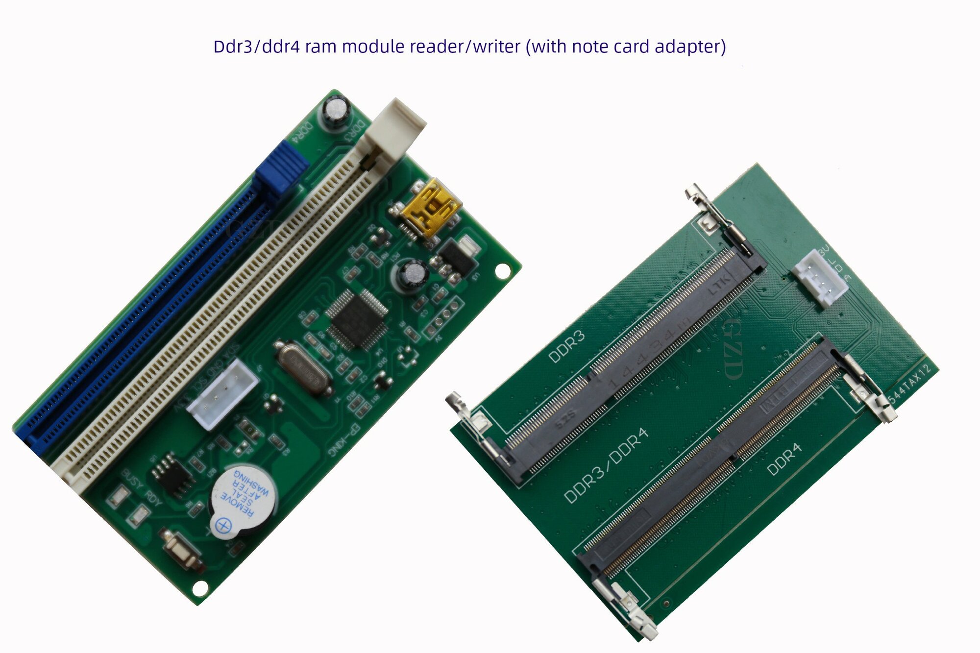 Светло-зеленый программатор для оперативной памяти DDR3/DDR4 с адаптером для ноутбука, поддержка SPD-информации,