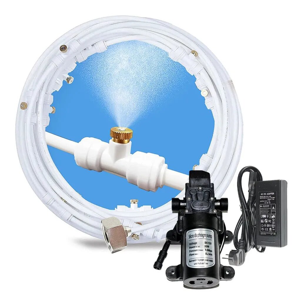 Система туманообразования для балконов, беседок, домов и дач, с насосом, форсунками и шлангом