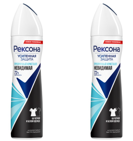 Рексона Дезодорант спрей женский Прозрачный кристалл 150 мл, 2 шт