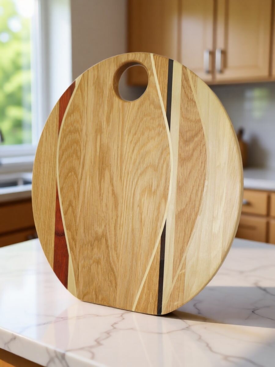 Разделочная доска "Цветная волна", натуральная, ручная, авторская работа