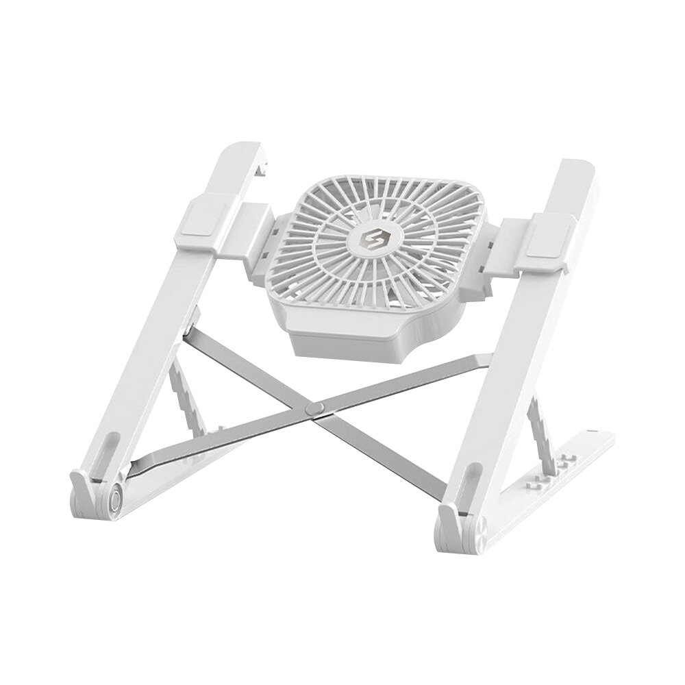 Ноутбук-столешница с вентилятором охлаждения складная портативная подставка для ноутбука 5-ступенчатая регулировка высоты настольная охлаждающая подставка белый Aluminum Alloy+ABS для ноутбуков до 17 дюймов вес 327.4г размер 27.4*4.3*2.1см упаковка