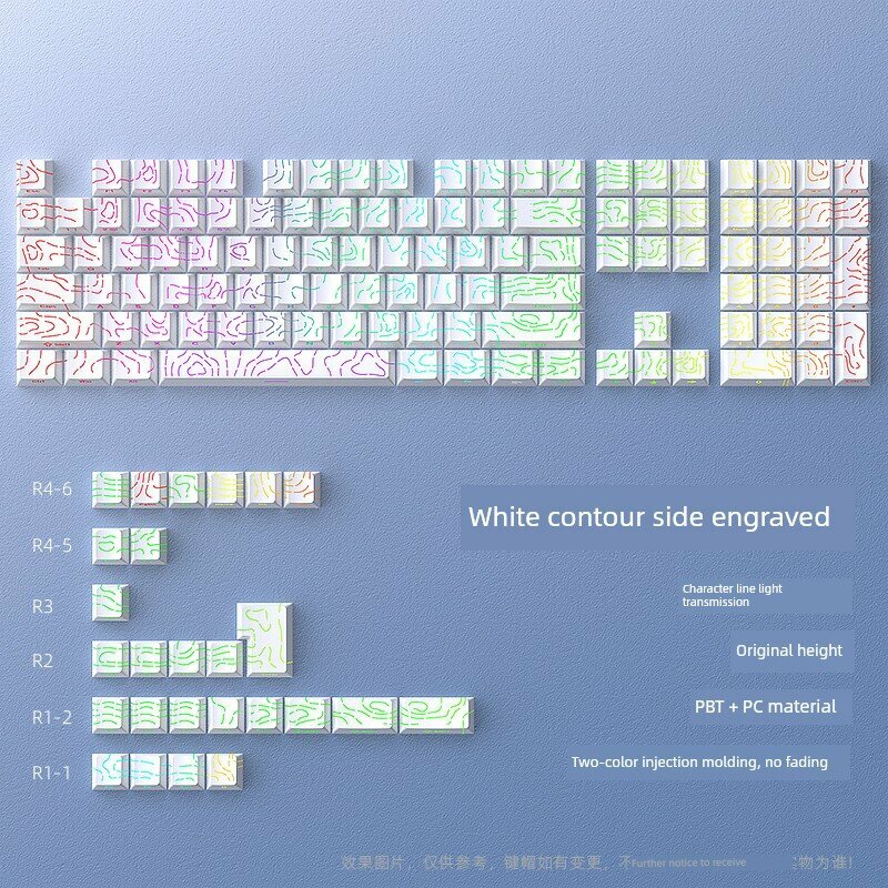Зеленые кейкапы для механической клавиатуры Green Oolong с гравировкой, градиентные, полупрозрачные, оригинальные,