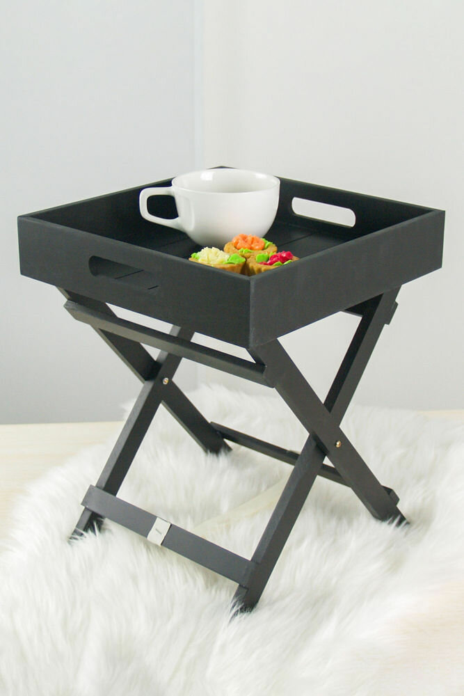 Складной столик-поднос пьегеволе, дерево, чёрный, 36х30 см, Koopman International HZ1930650