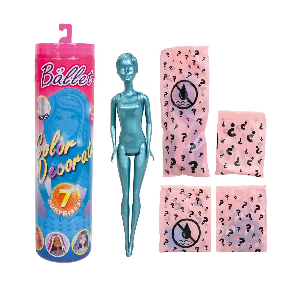 Кукла Barbie Цветное Перевоплощение, 7 сюрпризов, включая изменение цвета волос и лица и различные наряды