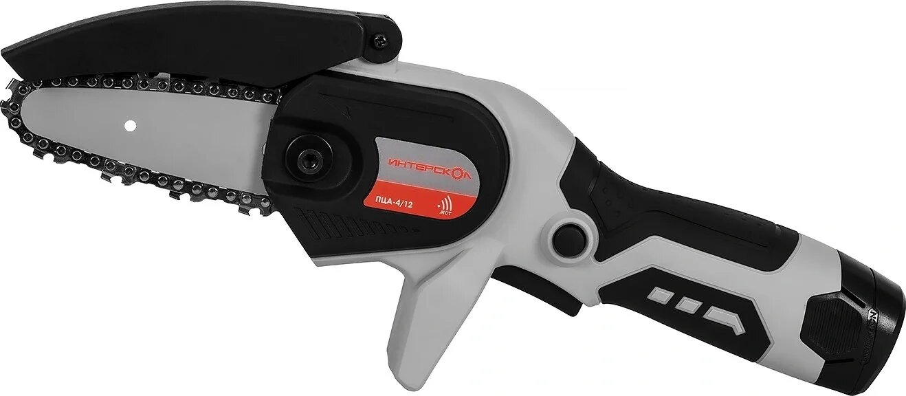 Аккумуляторная пила Интерскол ПЦА-4/12 (без АКБ), 12 В, шаг цепи 1/4 дюйма, длина шины 10 см