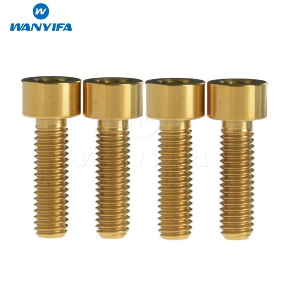 Набор болтов Wanyifa M6x 18/20 мм титановые 4 штуки Golden, 20 мм