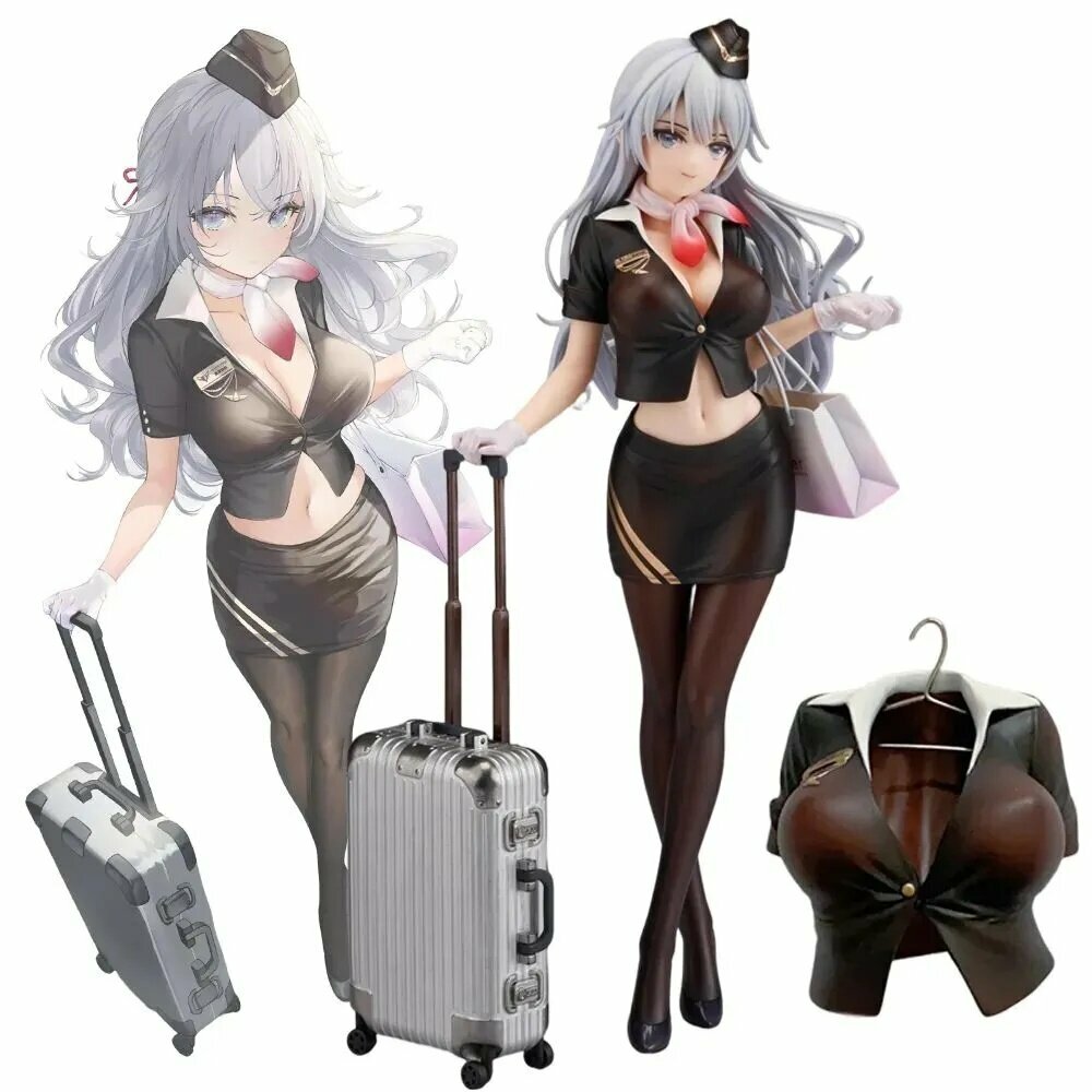 Фигурка аниме сексуальная девушка (Ecchi Figure Sexy Anime Girl Character Awahara Shiori Stewardess ver. 1/7) 24cm-пакет