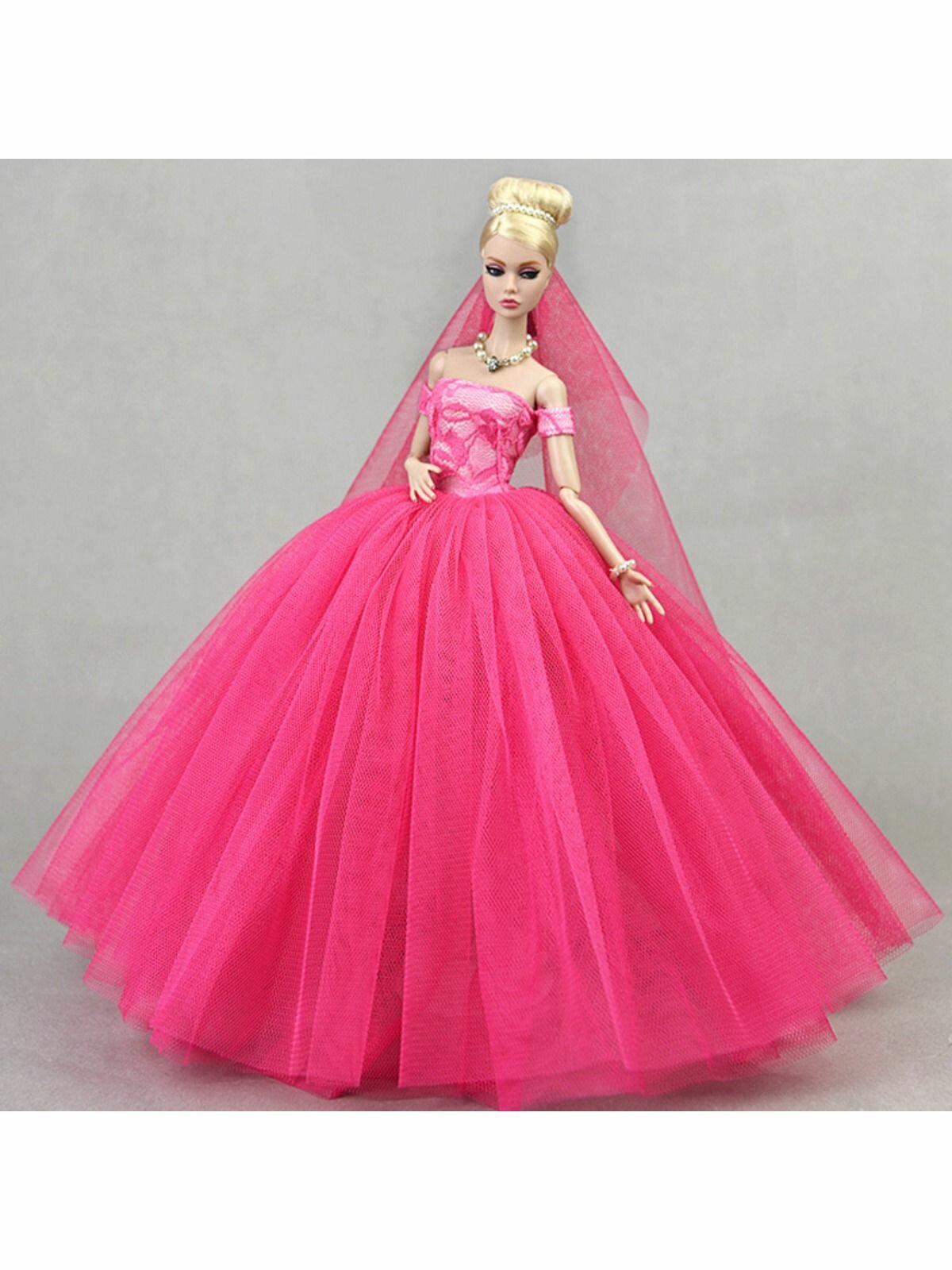 Высококачественное свадебное платье и фата для куклы Барби Barbie