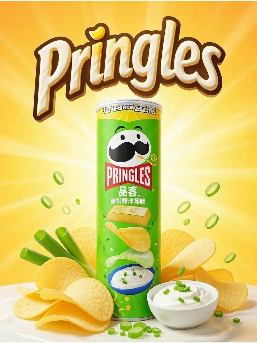 Чипсы Принглс со вкусом сметаны и лука / Pringles Сream&Onion 110 грамм.