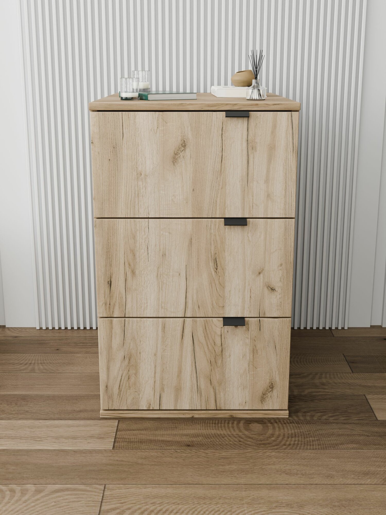 Изумлит Комод для белья и одежды Компакт 3 ящика, 45х73.5х58.4 см, дуб крафт серый