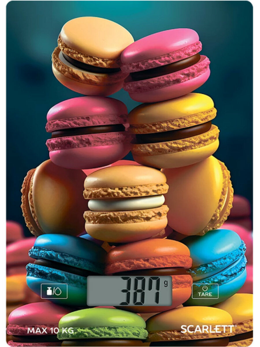 Весы кухонные Scarlett SC-KS57P82, 10кг, последовательное взвешивание, точность 1 г, батарейки ААА