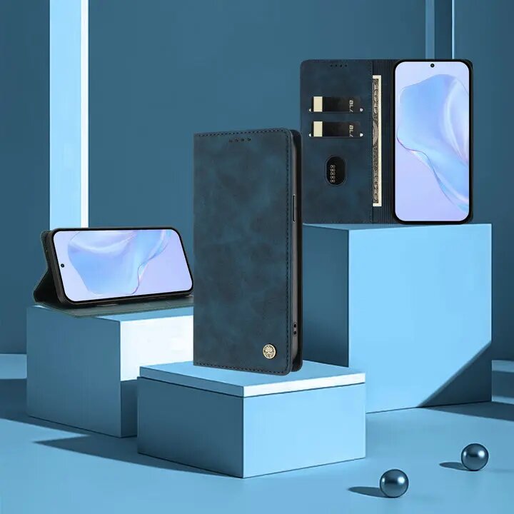 Чехол-флип RFID из кожи с магнитной застежкой для OnePlus 15R, 15T, 15 OnePlus 13R, Синий, Dark Blue
