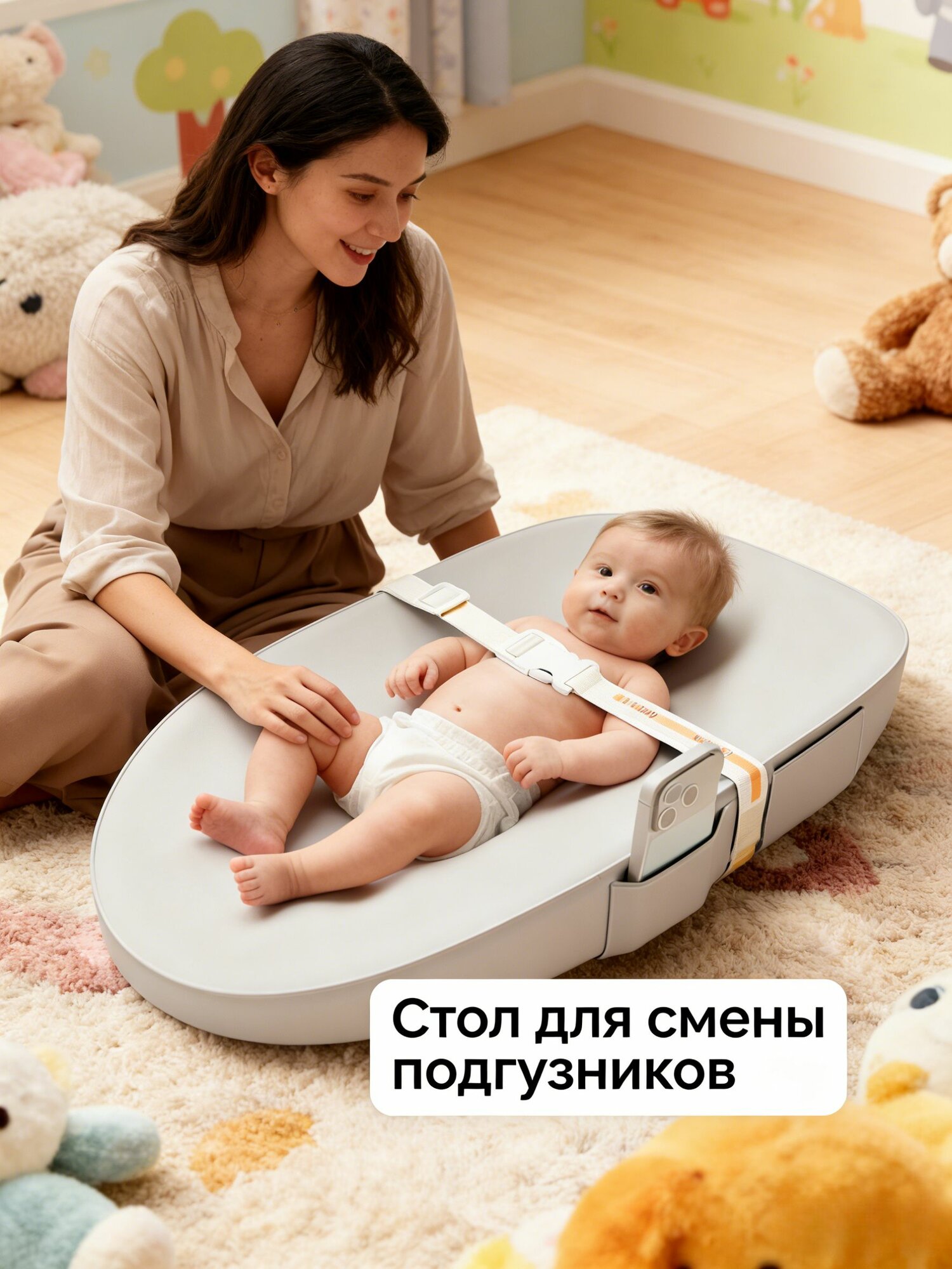 Матрас для пеленания (подходит для детских кроваток) Водонепроницаемый, нескользящий, портативный, легко моется, прочный