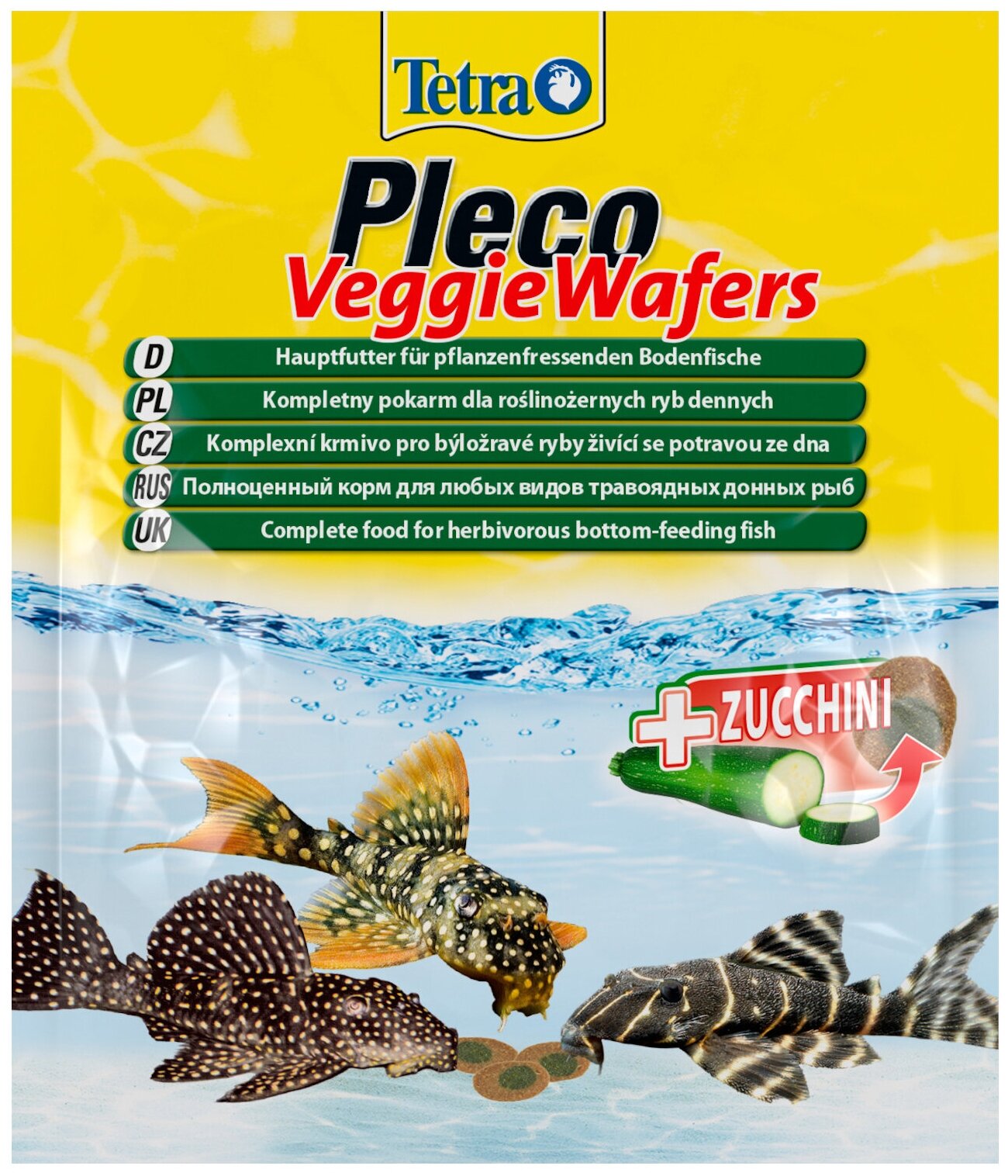 TetraPleco Veggie Waffers корм-пластинки с добавлением цуккини для донных рыб 15 гр